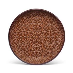 AN EXQUISITE AND EXTREMELY RARE THREE-COLOUR TIXI LACQUER CIRCULAR TRAY ...