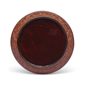 AN EXQUISITE AND EXTREMELY RARE THREE-COLOUR TIXI LACQUER CIRCULAR TRAY ...