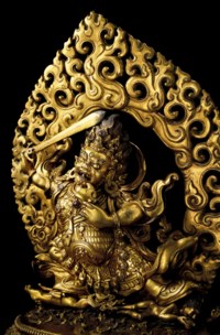 A GILT-BRONZE FIGURE OF BEGTSE CHEN, QIANLONG PERIOD (1736-1795 ...