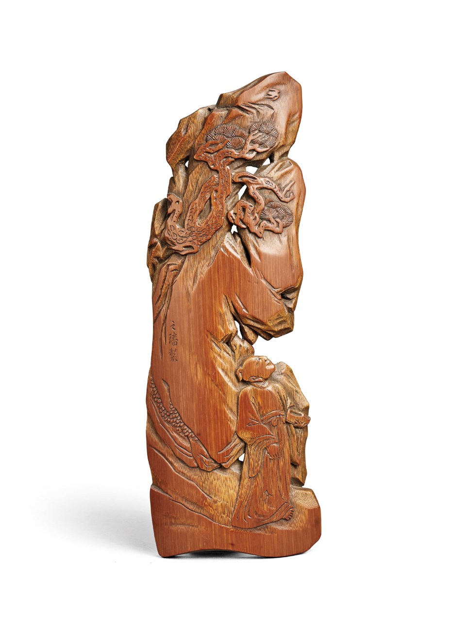 A BAMBOO ‘FIGURE IN LANDSCAPE’ WRIST REST, QING DYNASTY, 19TH CENTURY ...