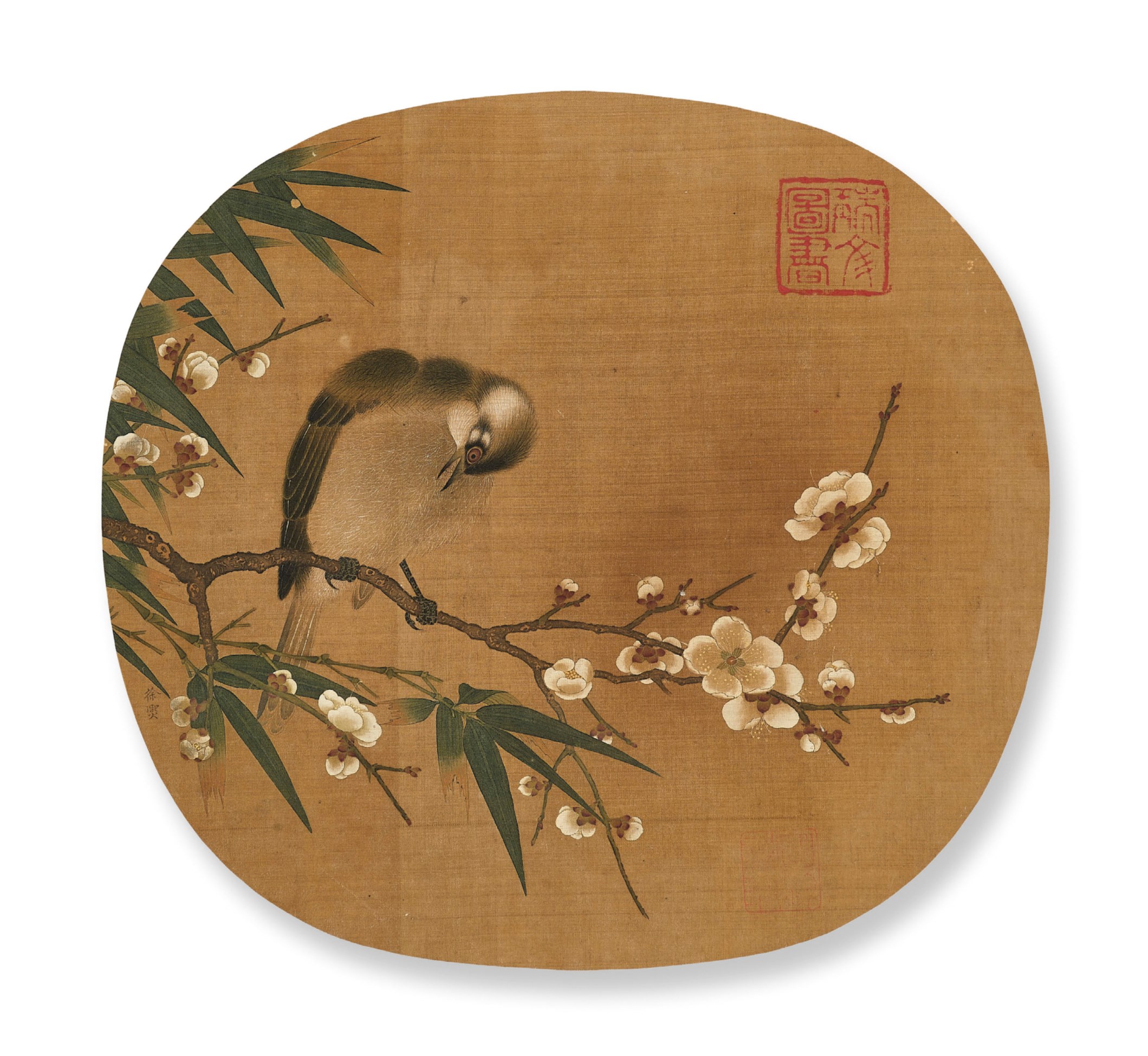 WITH SIGNATURE OF XU XI (14th - 15TH CENTURY), White Prunus and Bird ...