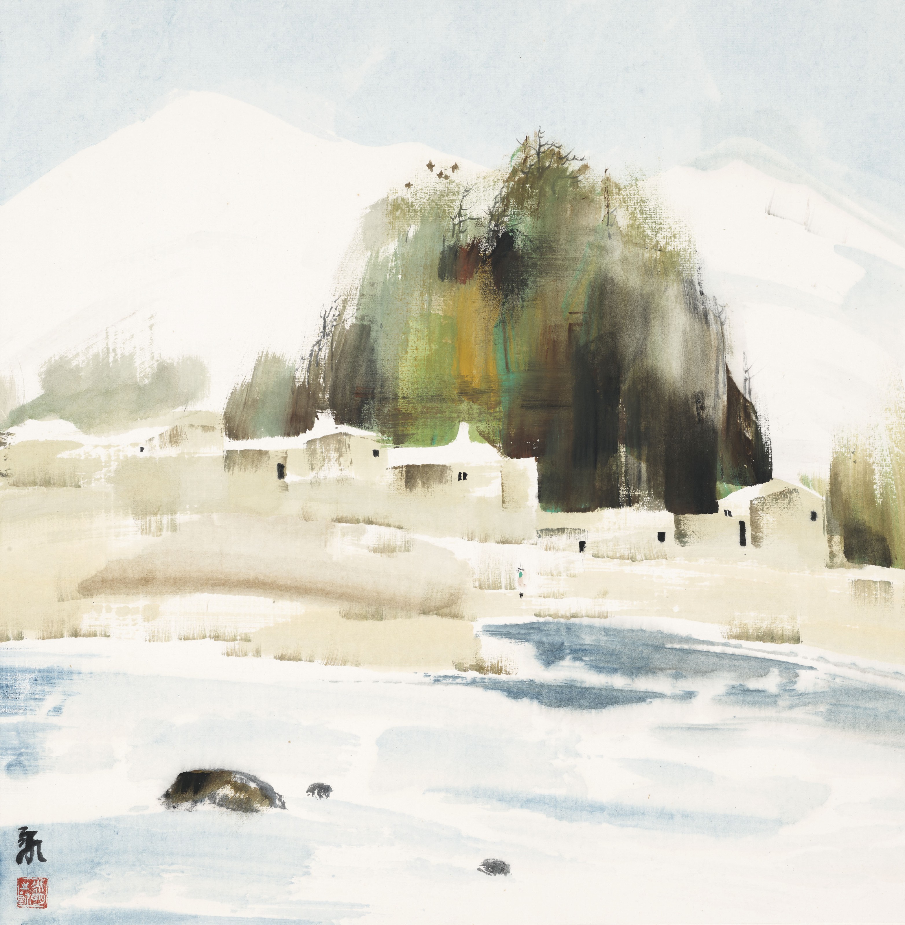 LIU YONGMING (B. 1943), Village by the Shore | Christie’s