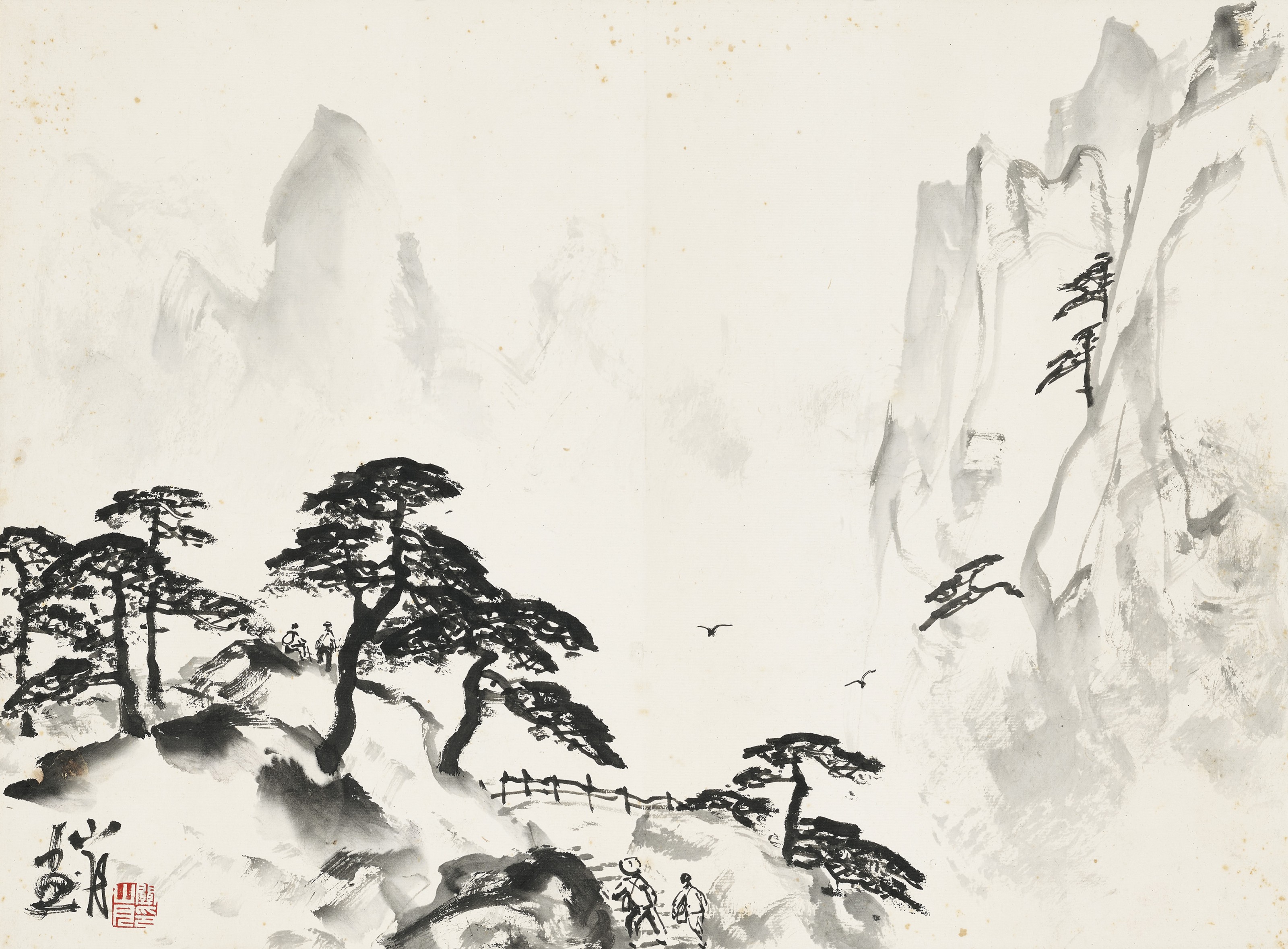 GUAN SHANYUE (1912-2000), Visiting Mount Huang | Christie’s