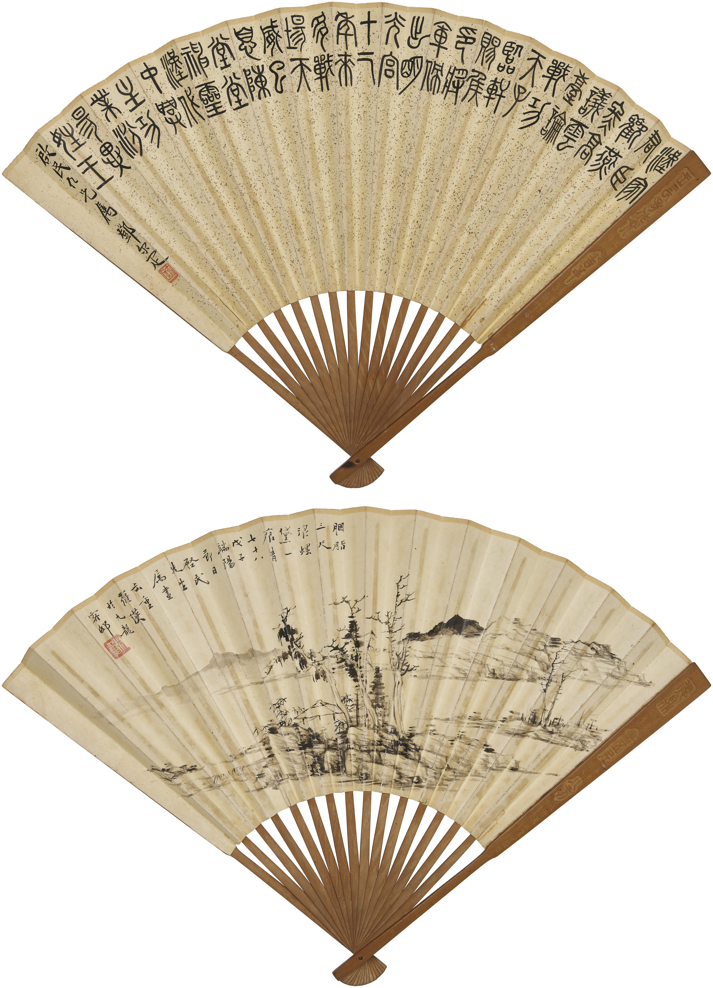 LUO SHUZHONG (1898-1968) / DENG ERYA (1884-1954), Landscape / Calligraphy in Seal Script ...