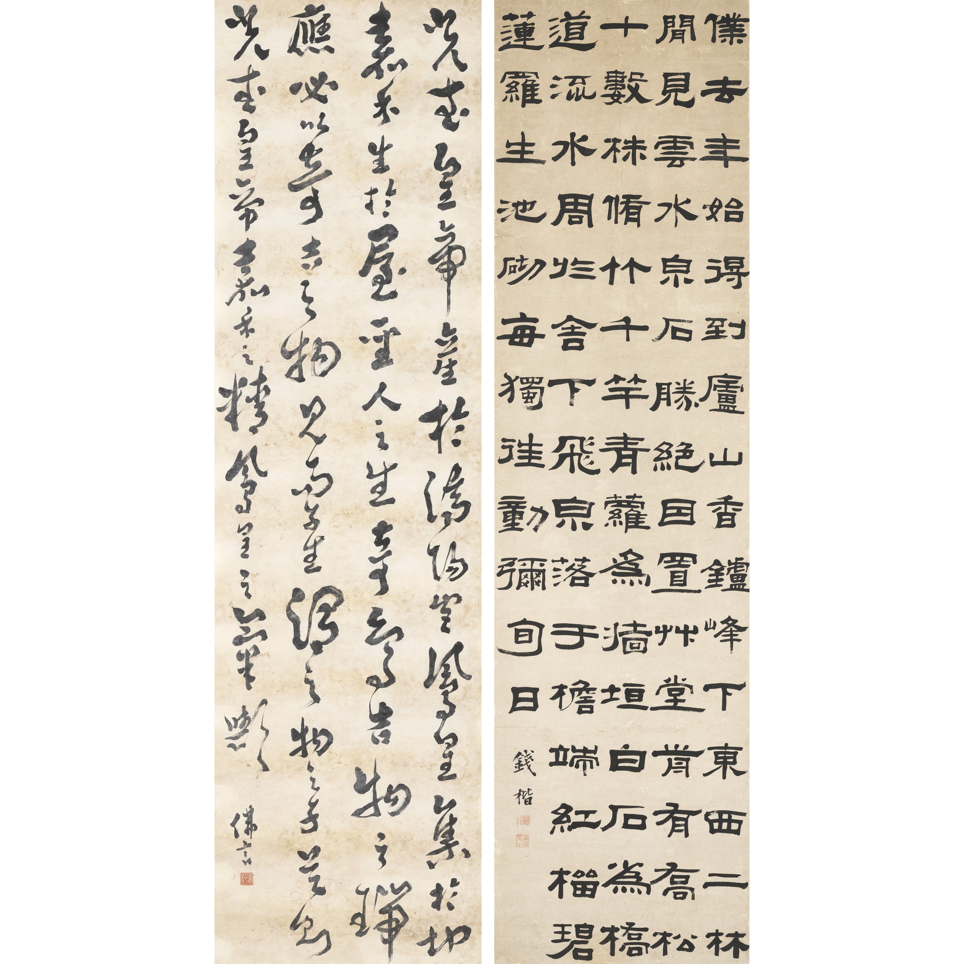 DING FOYAN (1878-1930) / QIAN KAI (1760-1812), Calligraphy in Running ...