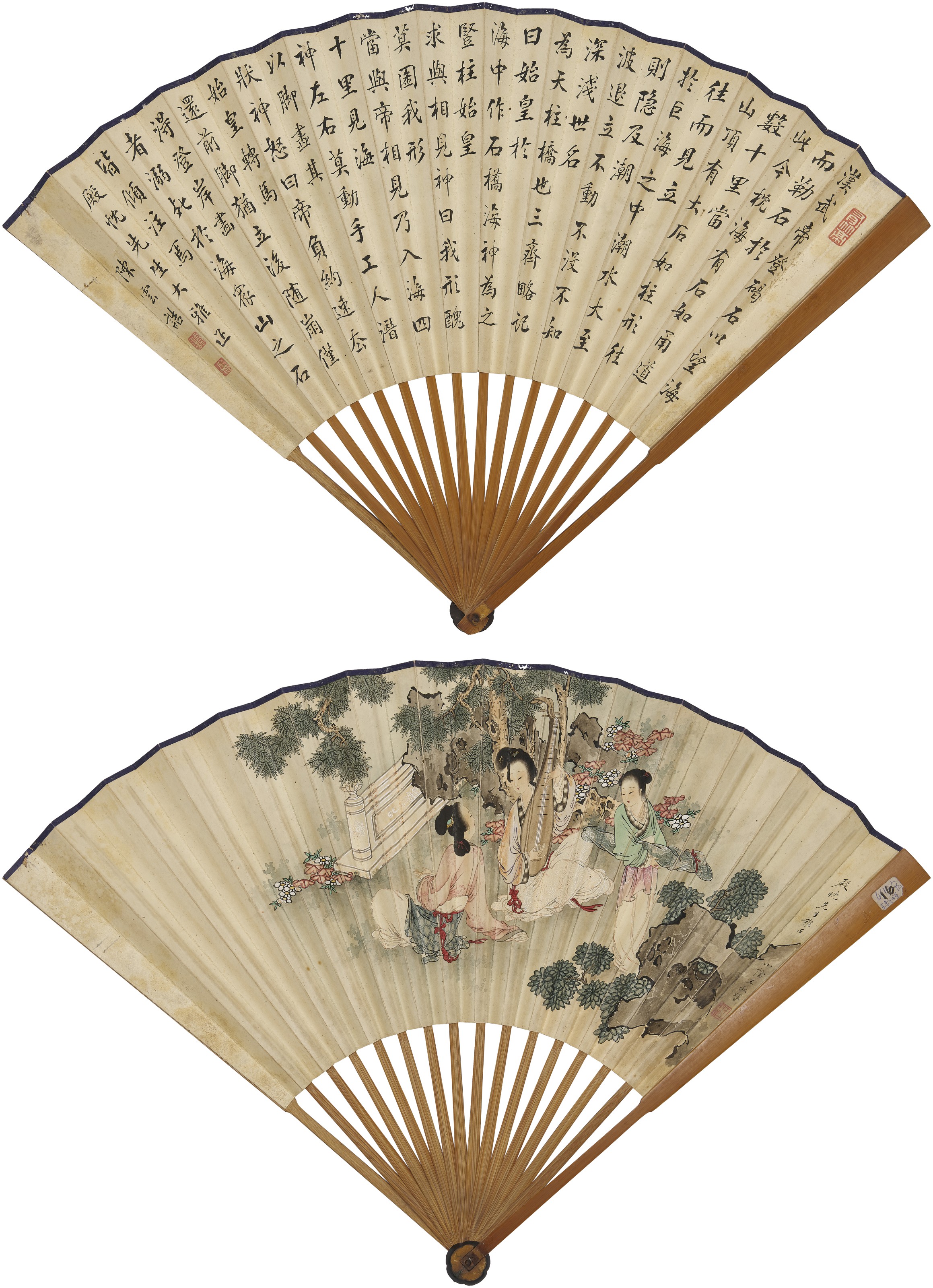 WANG SHUHUI (1912-1985) / CHEN YUNHAO (1877-1965), Ladies in the Garden ...