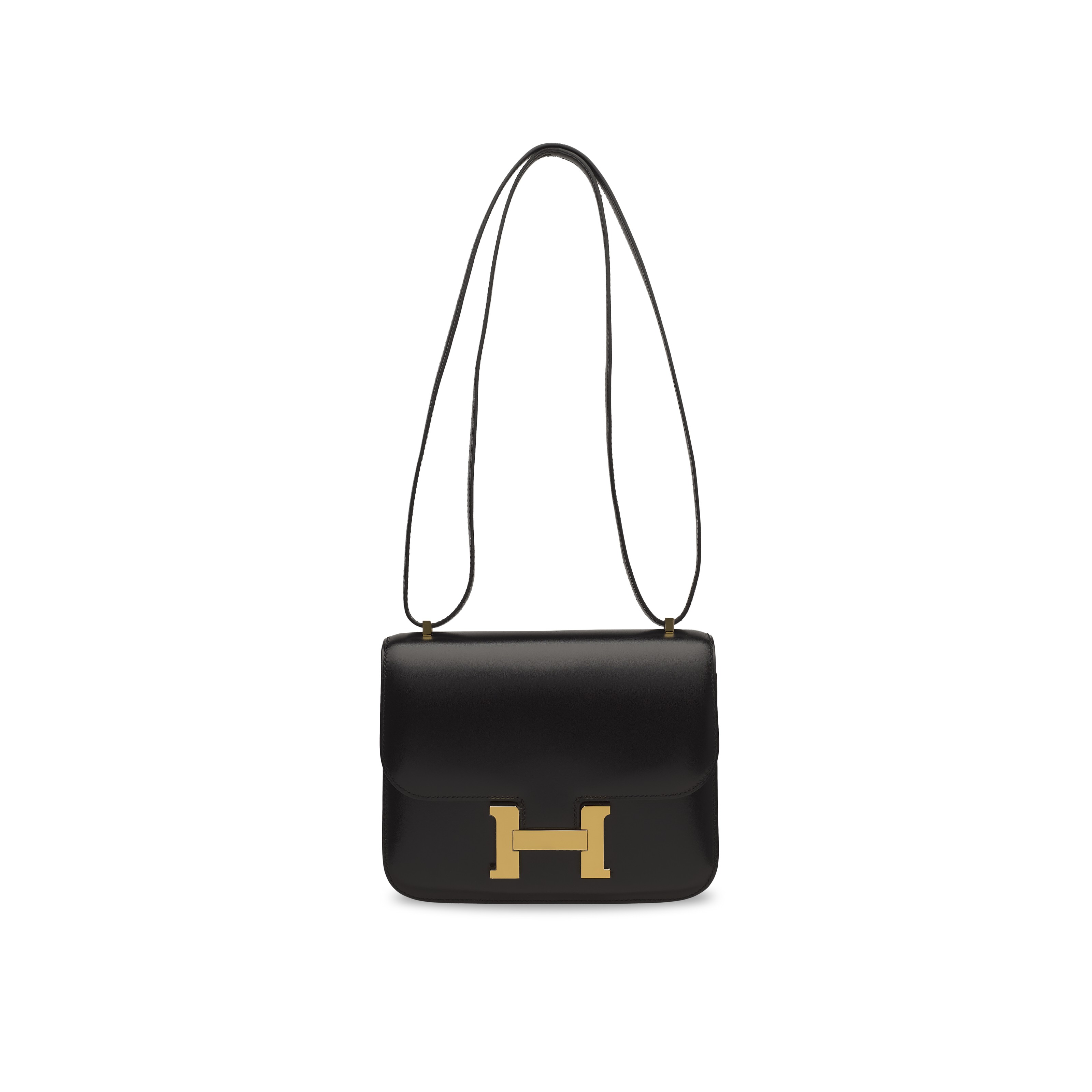 A BLACK CALF BOX LEATHER MINI CONSTANCE 18 WITH GOLD HARDWARE, HERMÈS ...