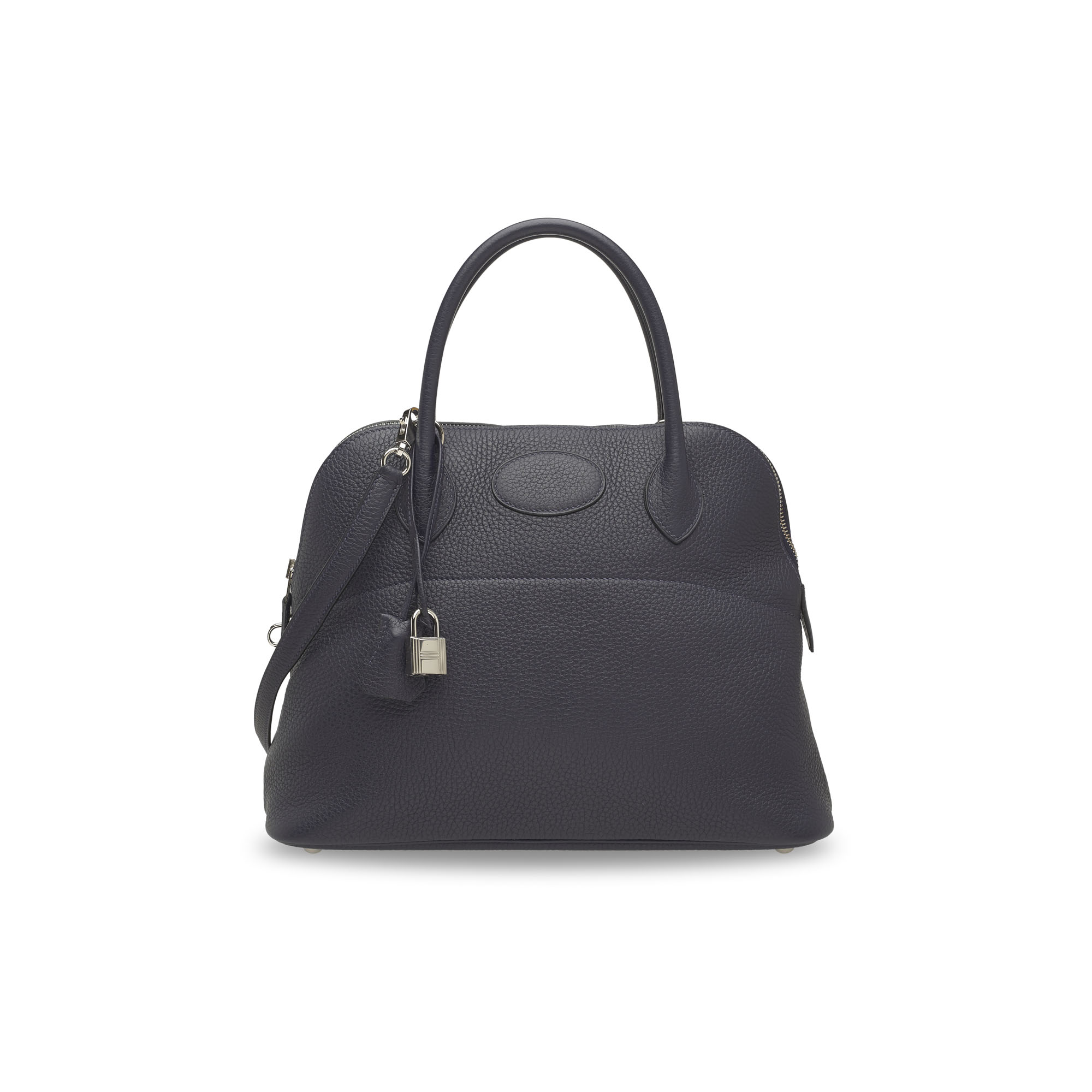 A BLEU NUIT CLÉMENCE LEATHER BOLIDE 31 WITH PALLADIUM HARDWARE, HERMÈS ...