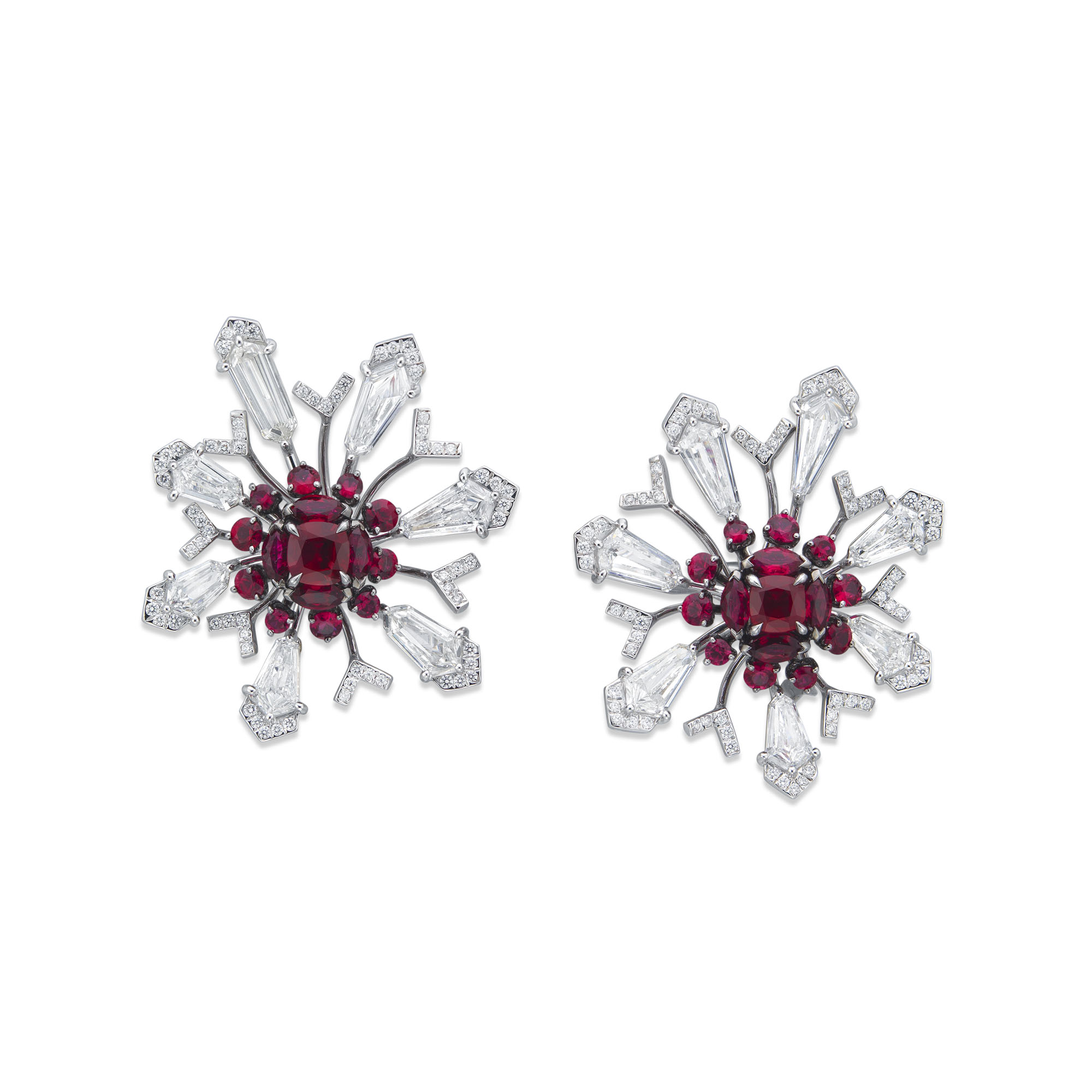 BARNEY CHENG RUBY AND DIAMOND EARRINGS, | Christie’s