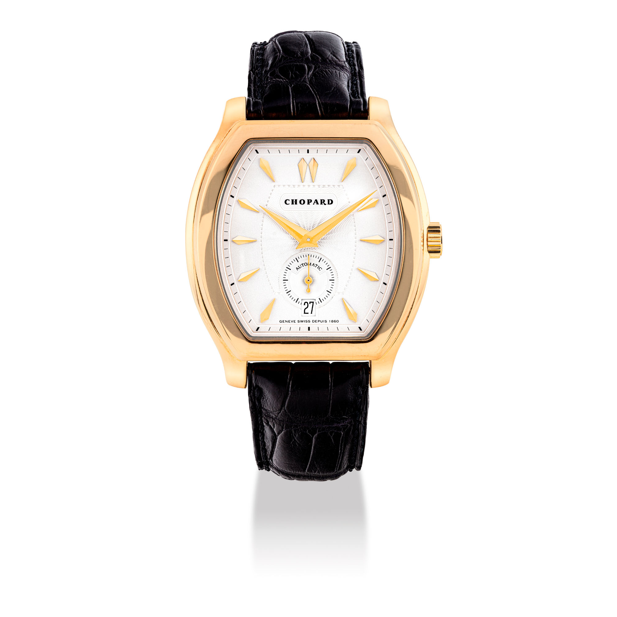 CHOPARD, LIMITED EDITION PINK GOLD TONNEAU SHAPE, NO. 0031/1860 ...