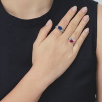 SAPPHIRE AND DIAMOND RING AND RUBY AND DIAMOND RING, SUWA | Christie's