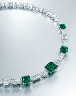 SUPERB EMERALD AND DIAMOND NECKLACE, CARTIER | Christie's