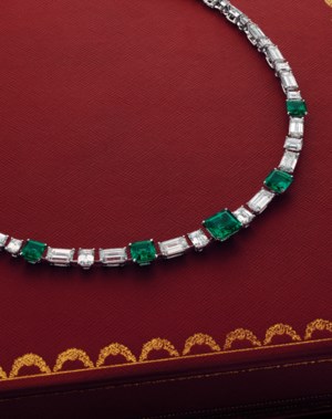SUPERB EMERALD AND DIAMOND NECKLACE, CARTIER | Christie's