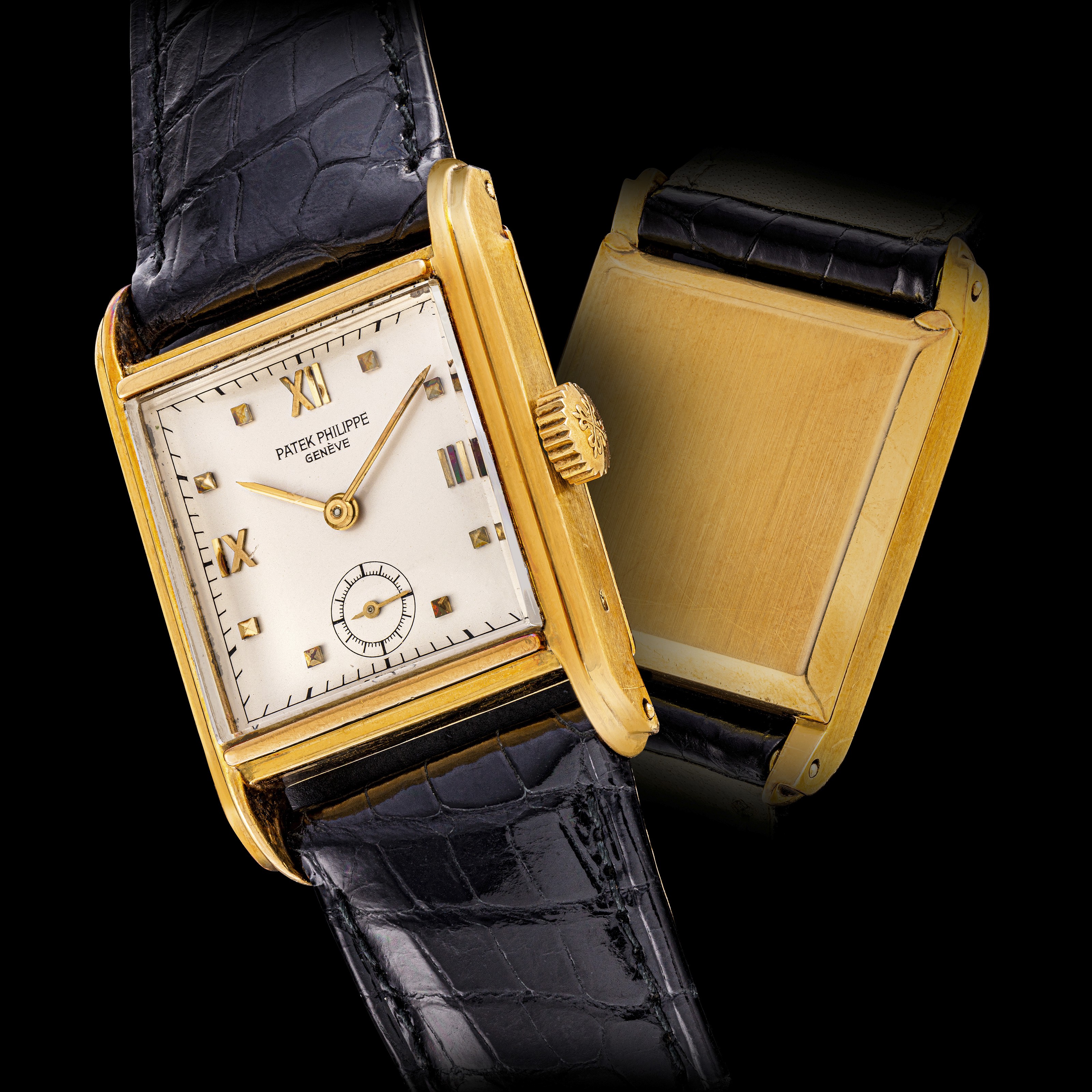 PATEK PHILIPPE, GOLD RECTANGULAR WRISTWATCH, | Christie’s