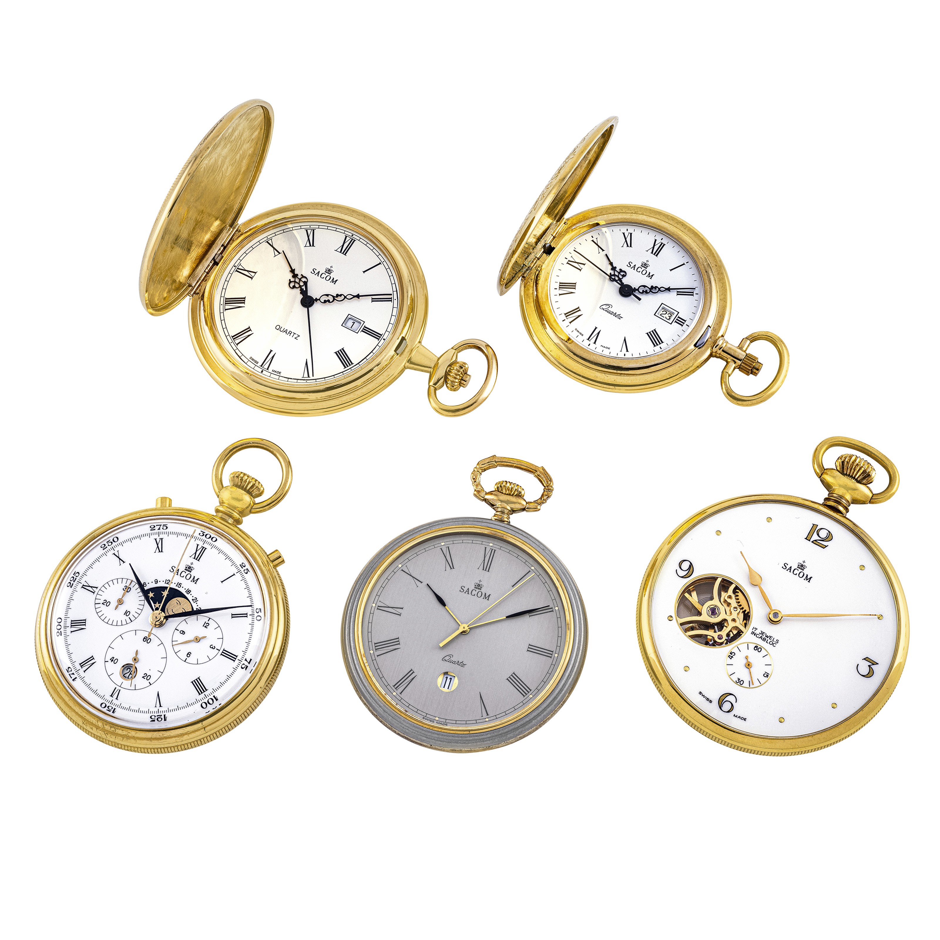 5 POCKET WATCHES BY SACOM, | Christie’s