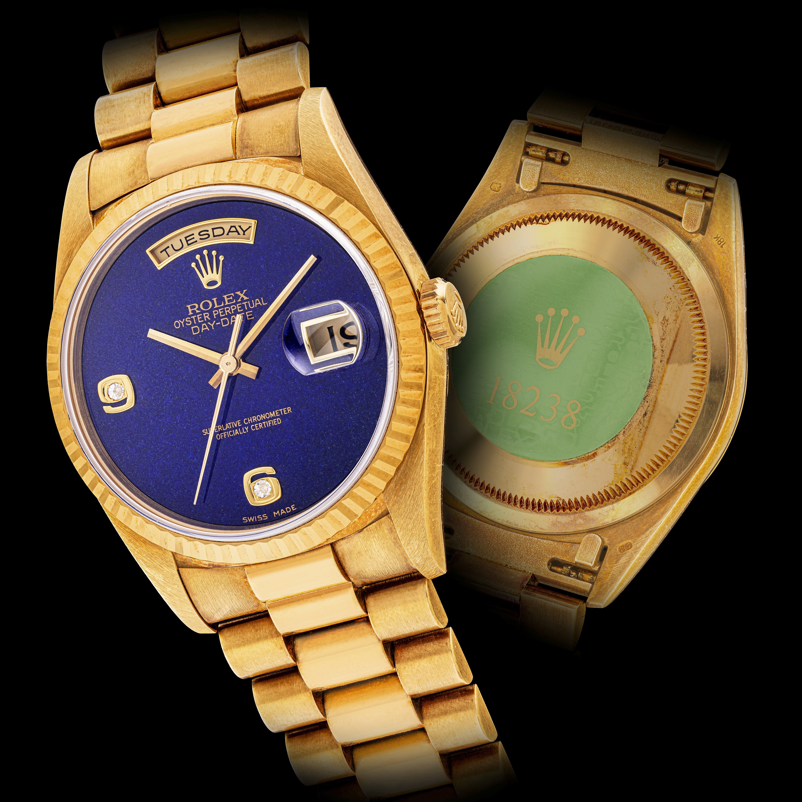 ROLEX, GOLD DAY-DATE WITH LAPIS LAZULI DIAL, | Christie’s