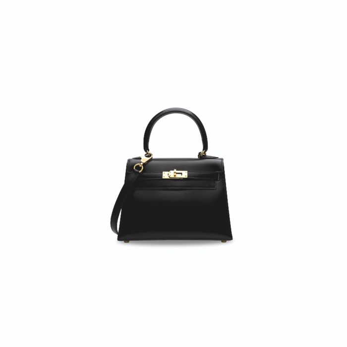 A BLACK CALF BOX LEATHER MINI KELLY 20 WITH GOLD HARDWARE, HERMÈS, 1990 ...