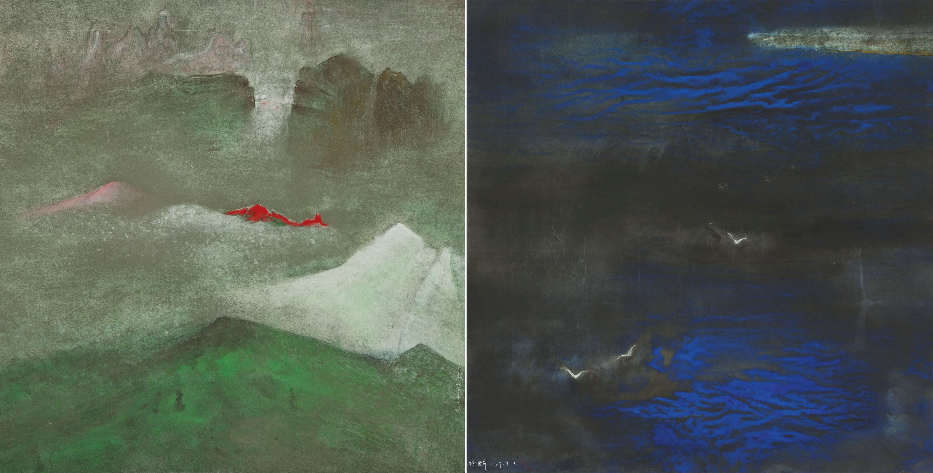 ZHANG LINGLIN (B. 1933), Mountain Scenery/Evening at Shore | Christie’s