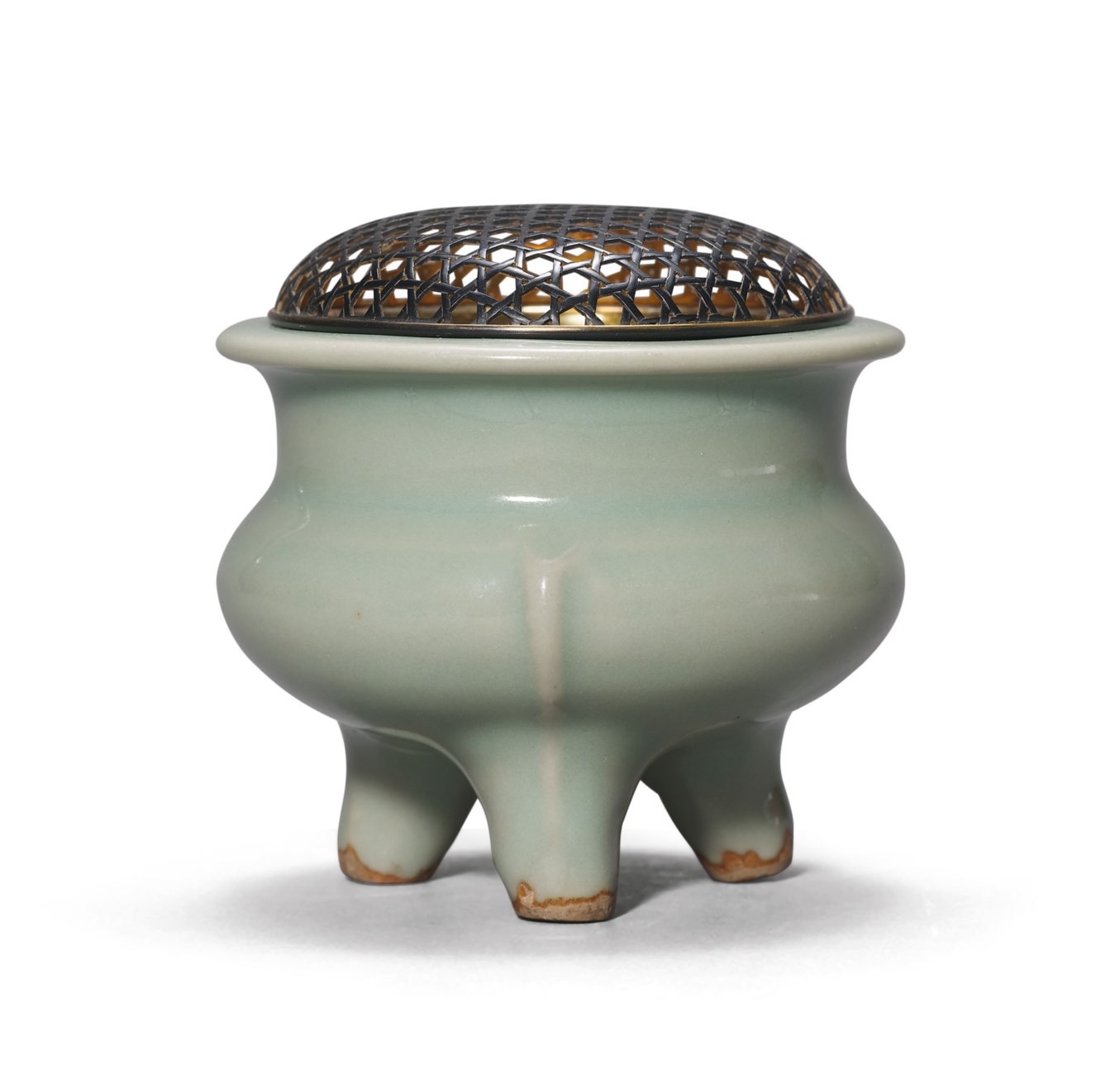 A SMALL LONGQUAN CELADON TRIPOD CENSER, SONG DYNASTY (960-1279 ...