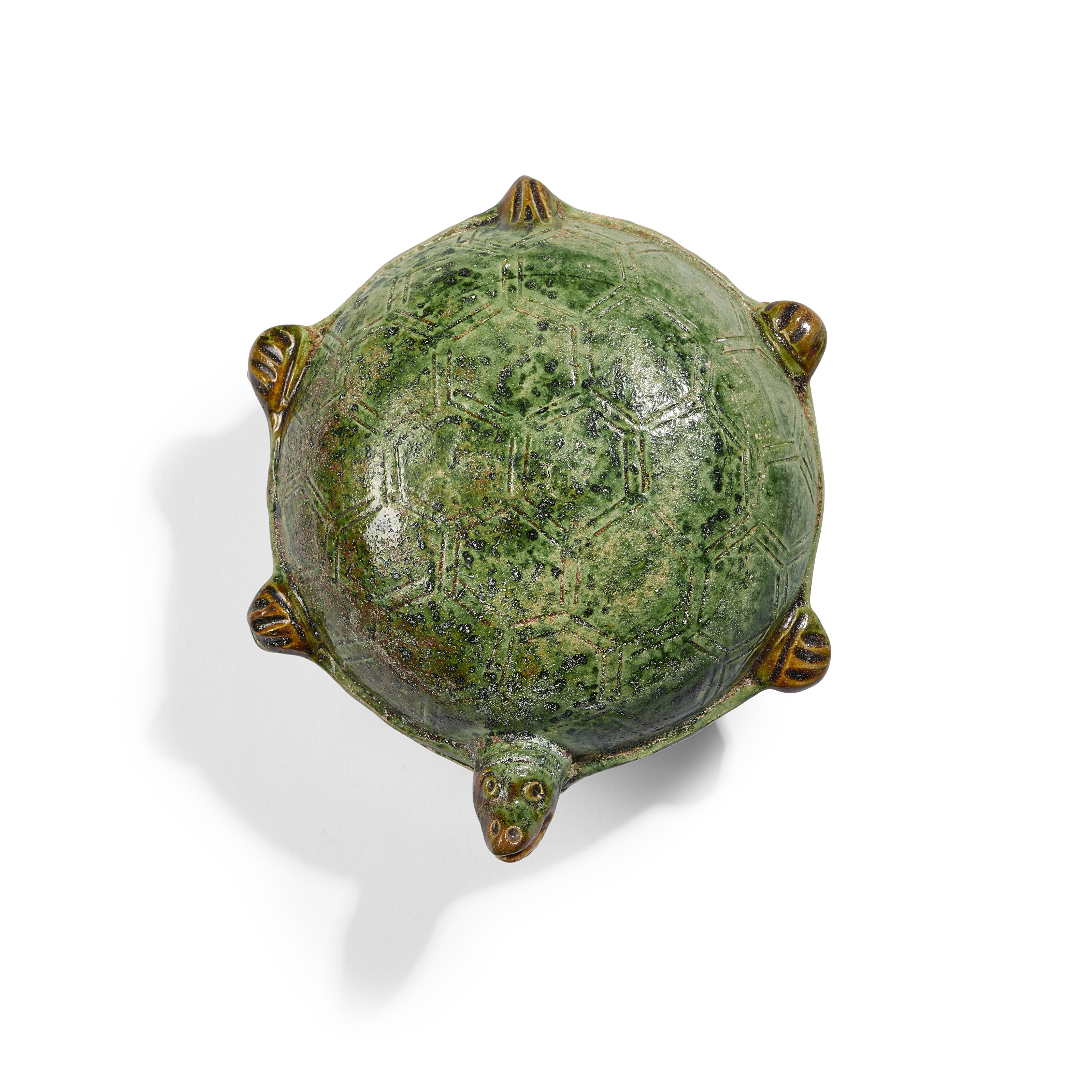A GREEN AND AMBER GLAZED TURTLE-FORM BOX AND COVER, NORTHERN SONG ...
