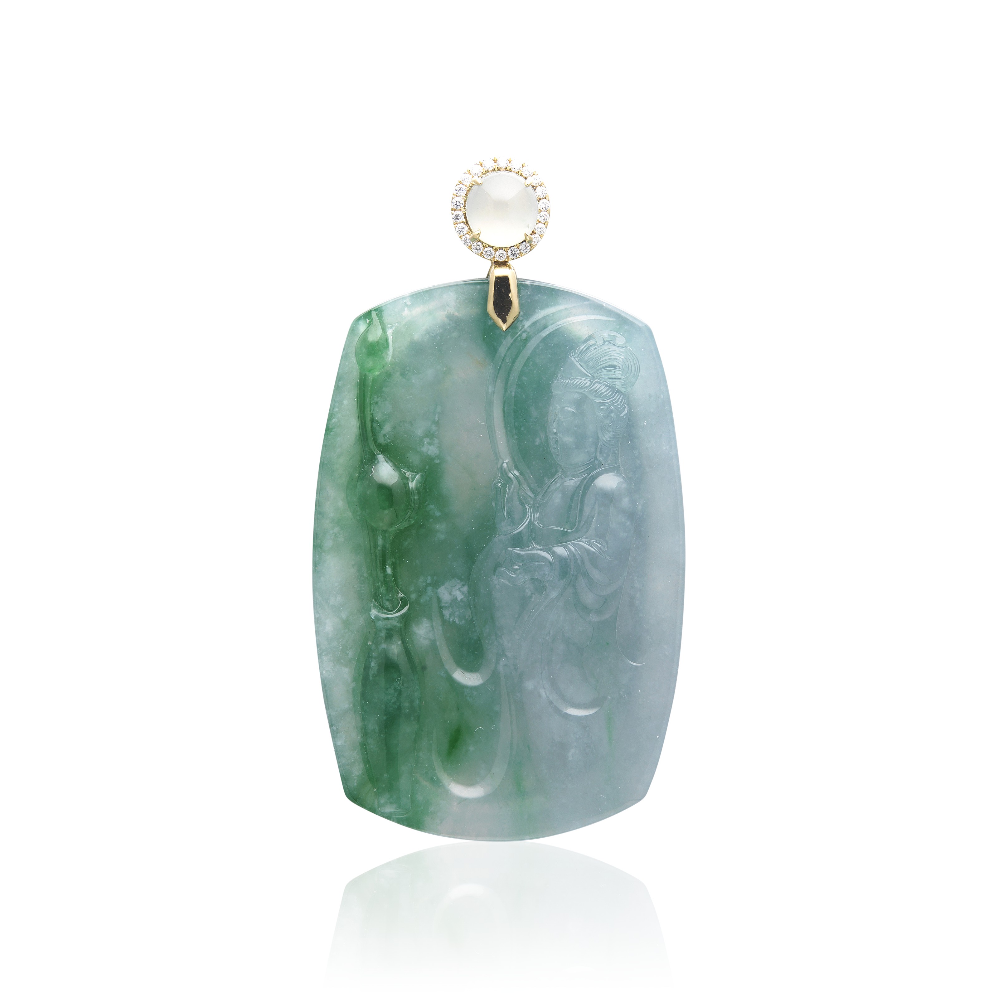 JADEITE AND DIAMOND PENDANT WITH REPORT, | Christie’s