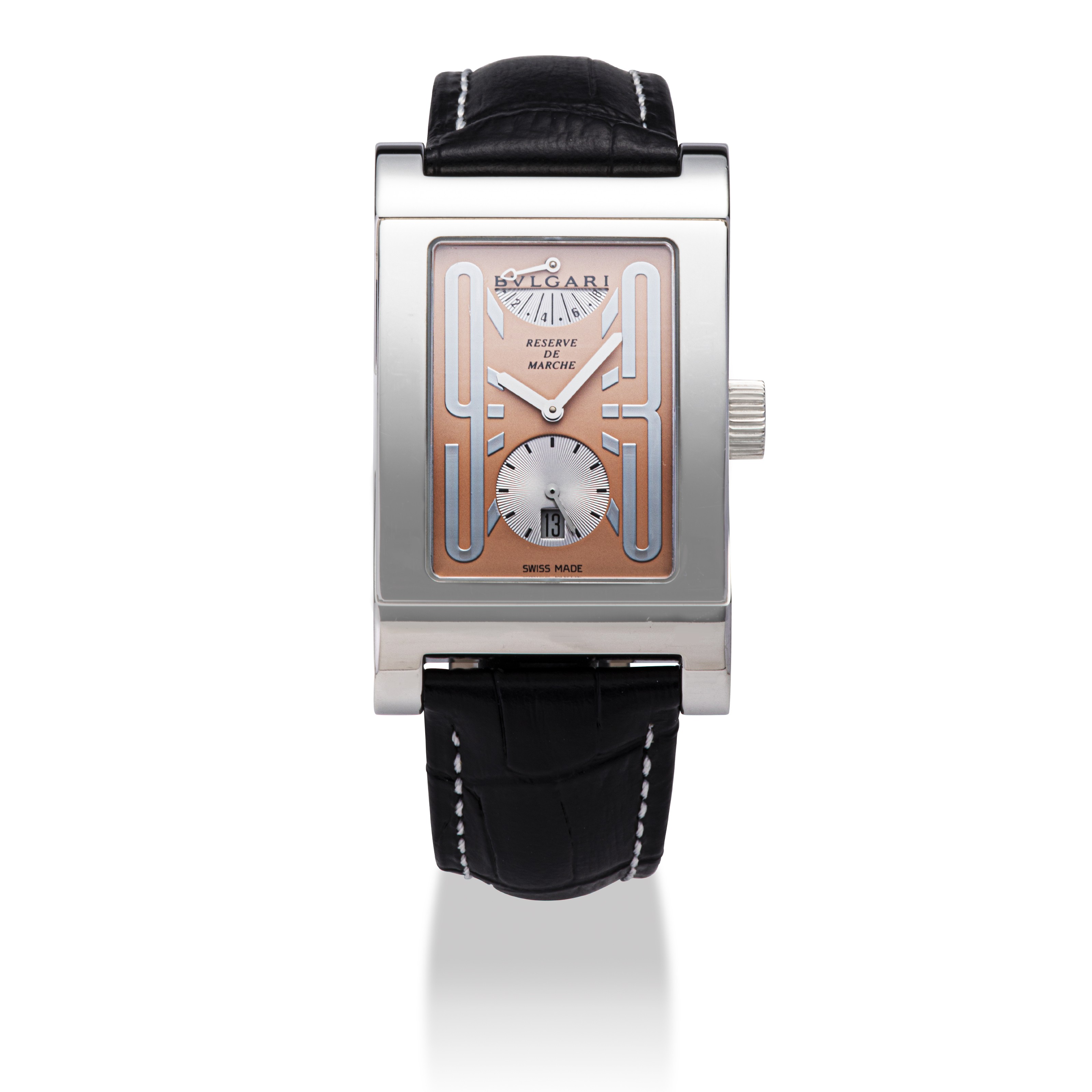 BULGARI, LIMITED EDITION, RETTANGOLO, PLATINUM WITH POWER RESERVE AND ...