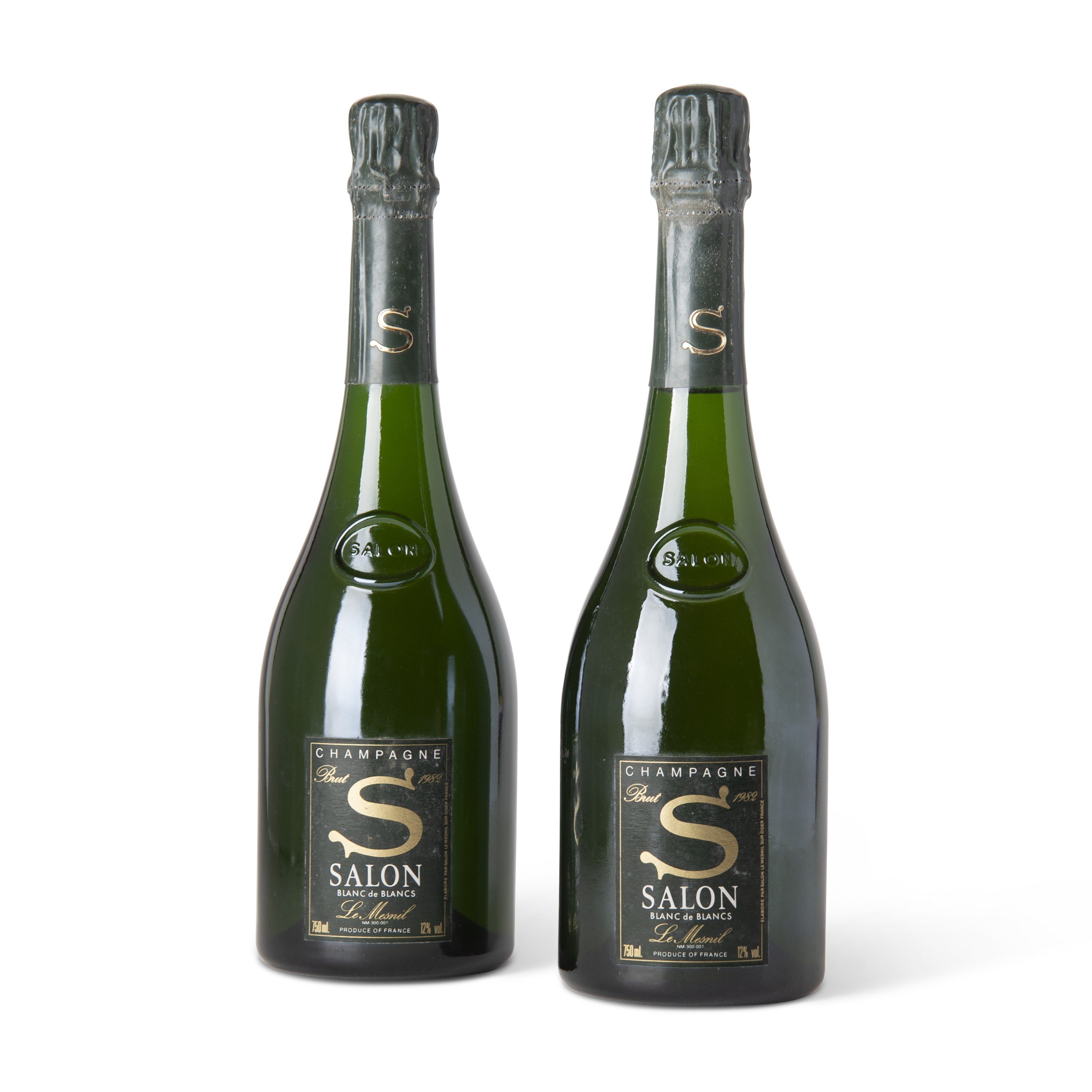 Salon 1982, (2 bottles) In individual bin-soiled original cartons. Bin ...