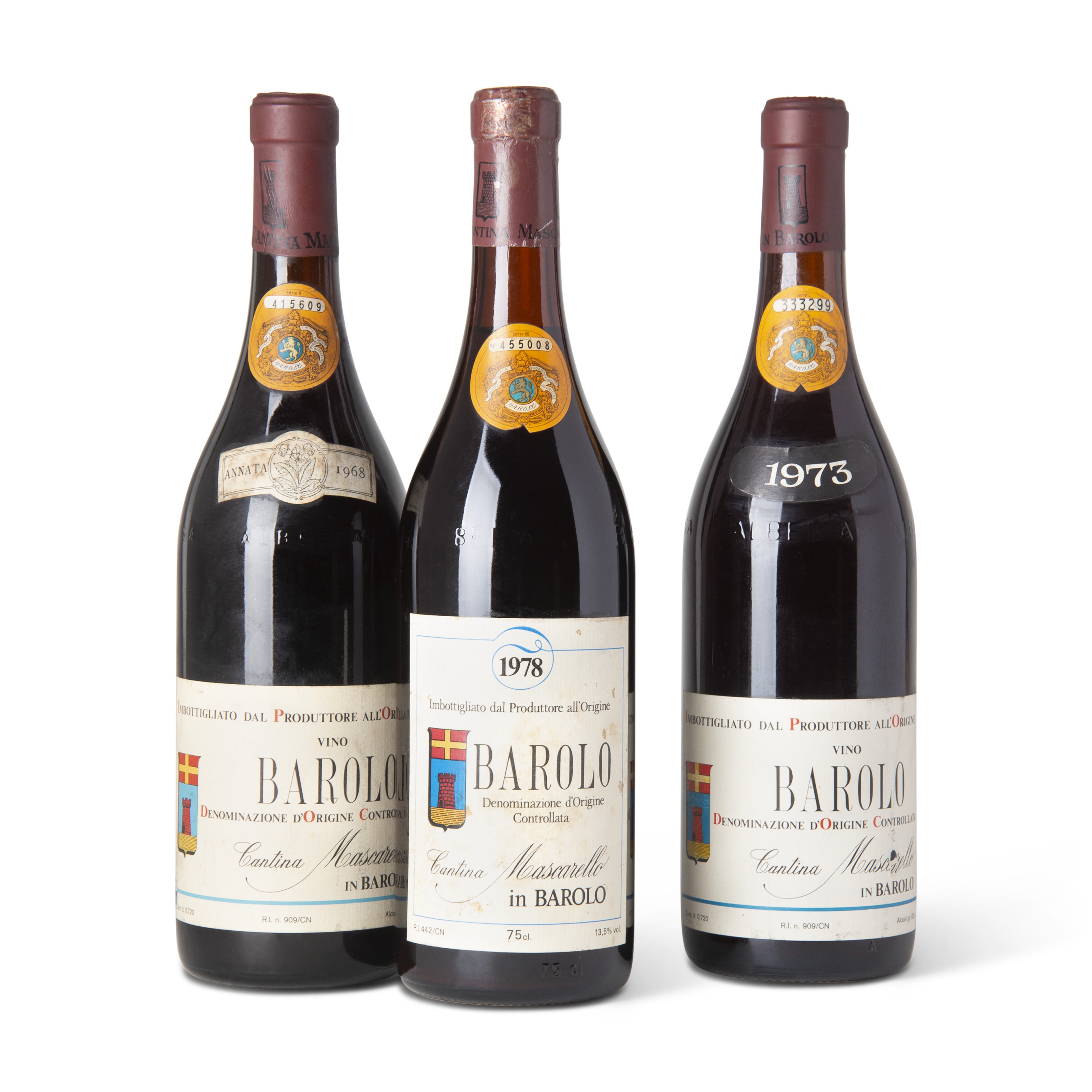 Mixed 1968, 1973, 1978 Cantina Mascarello Barolo, (3 bottles ...