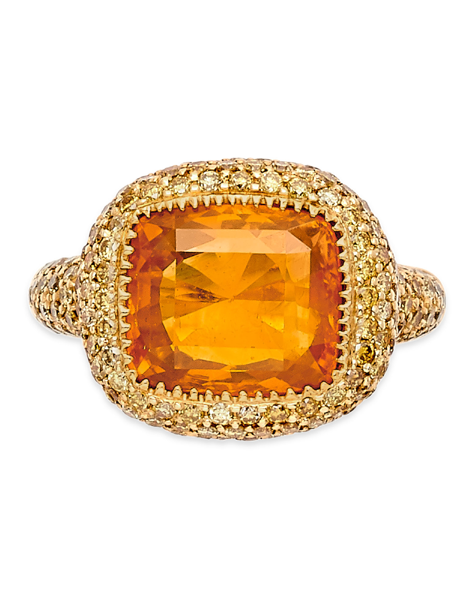 NO RISERVA - ANELLO CON ZAFFIRO COLORATO E DIAMANTI COLORATI, FÜRST ...