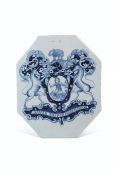 A LONDON DELFT BLUE AND WHITE OCTAGONAL PILL-TILE, SECOND HALF 18TH ...