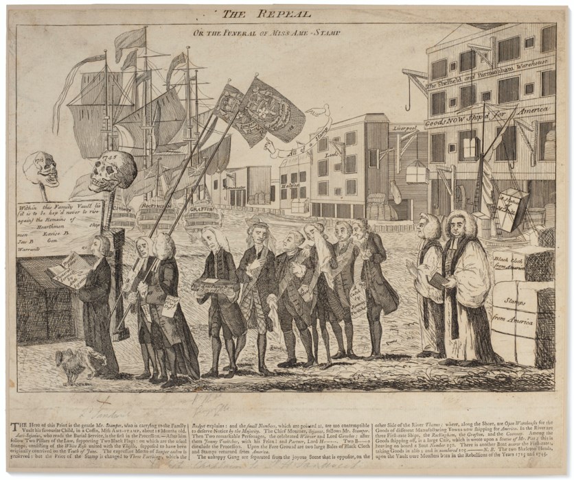 THE REPEAL, OR THE FUNERAL OF MISS AME=STAMP, Benjamin Wilson, 1766 ...