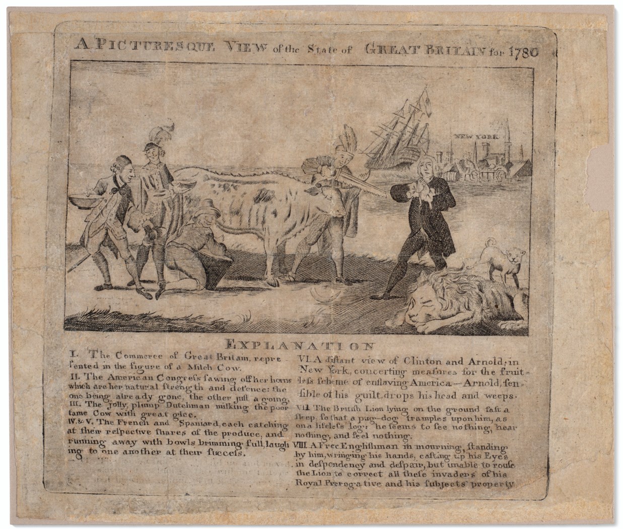 A PICTURESQUE VIEW OF THE STATE OF BRITAIN FOR 1780, Paul Revere?, 1780 ...