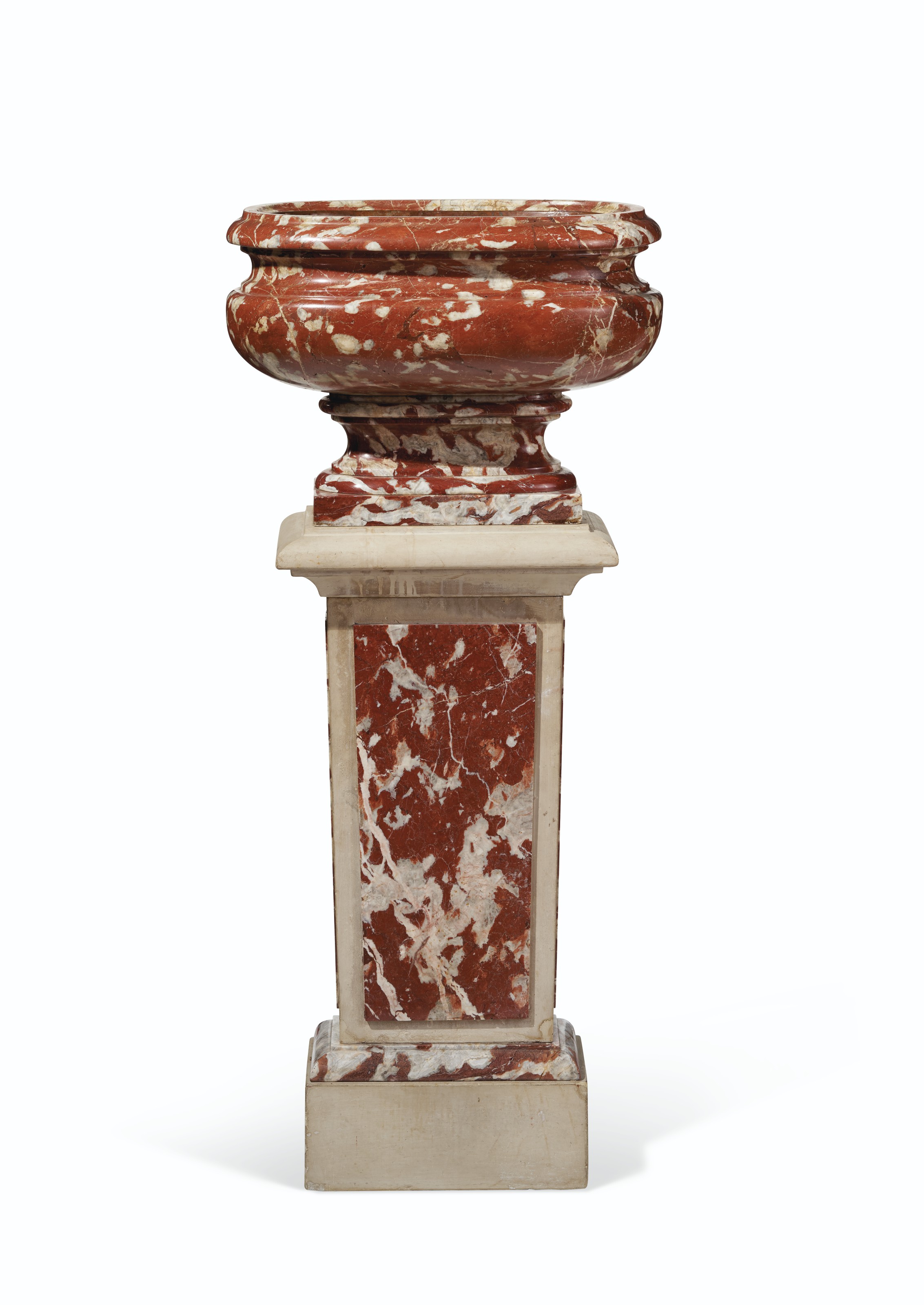 A LOUIS XIV ROUGE LANGUEDOC MARBLE BASINCIRCA 1700, THE SOCLE AND ...