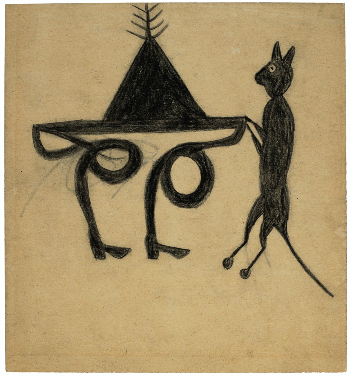 BILL TRAYLOR (CIRCA 1853-1949), Anthropomorphic Figure and Cat, 1939 ...