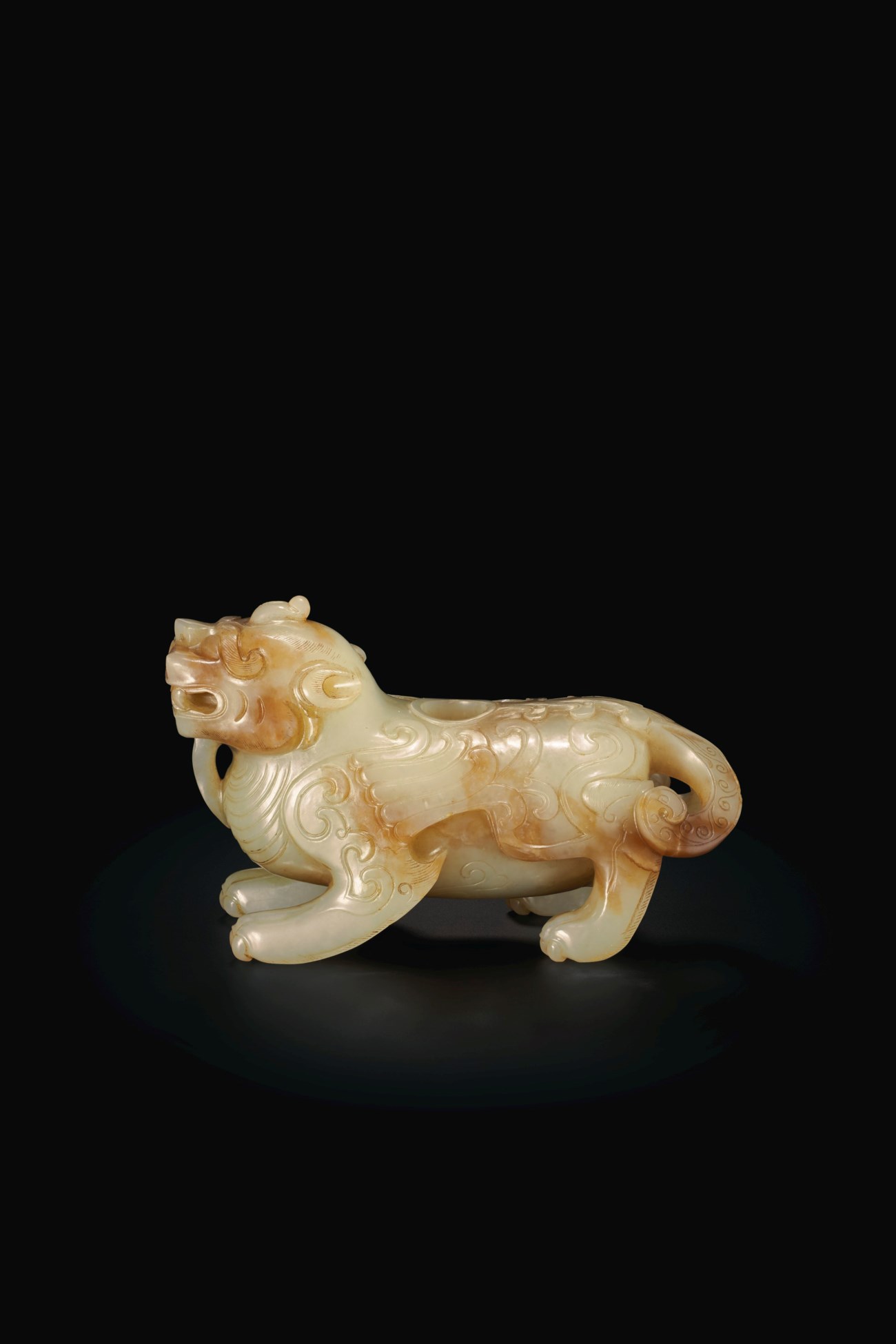 A PALE GREYISH-WHITE JADE CHIMERA-FORM WATER POT, MING DYNASTY (1368 ...