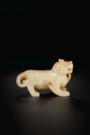 A PALE GREYISH-WHITE JADE CHIMERA-FORM WATER POT, MING DYNASTY (1368 ...