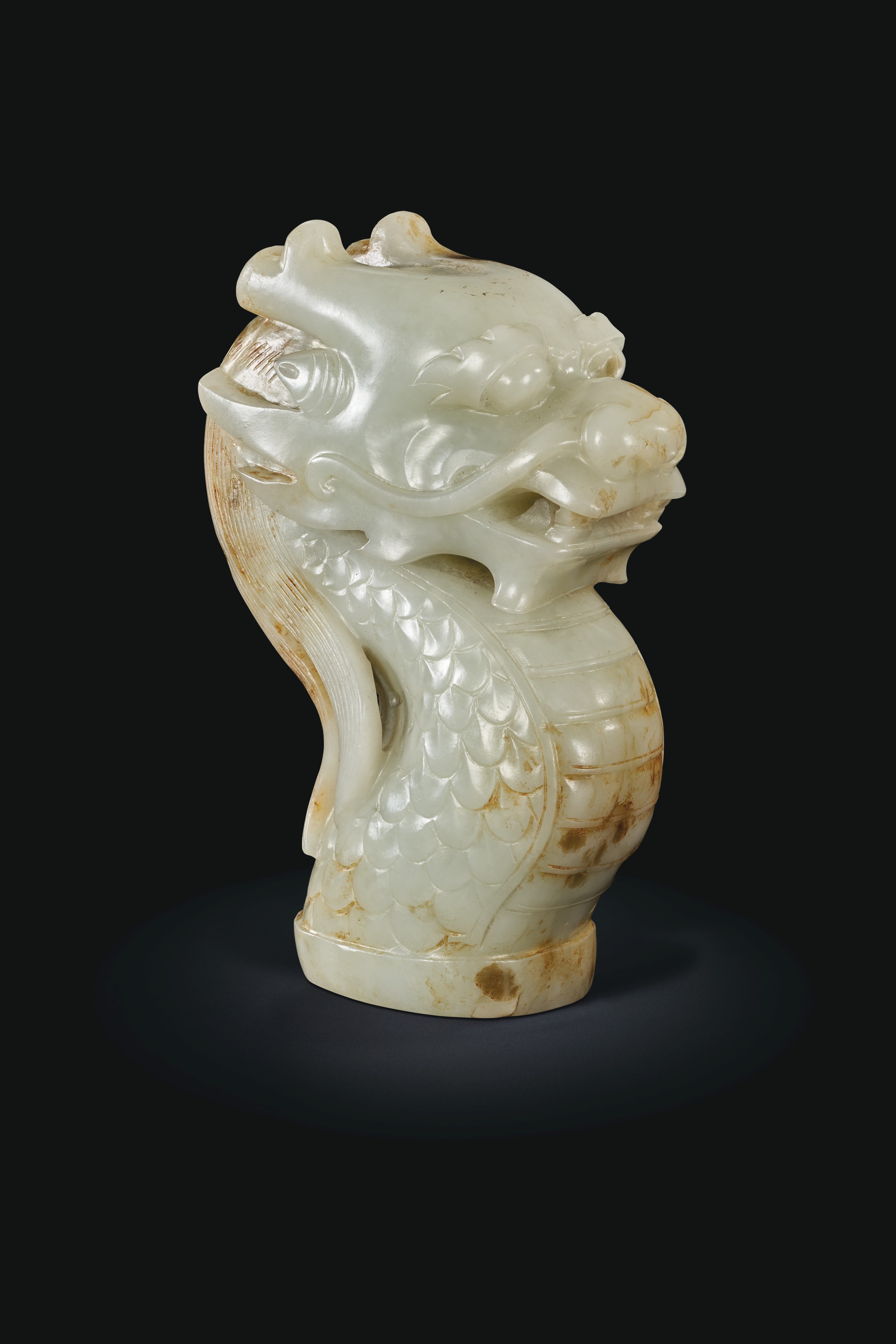 A PALE GREYISH-WHITE JADE CHIMERA-FORM WATER POT, MING DYNASTY (1368 ...