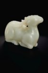 A LARGE WHITE JADE FIGURE OF A RECUMBENT STAG, 17TH-18TH CENTURY ...