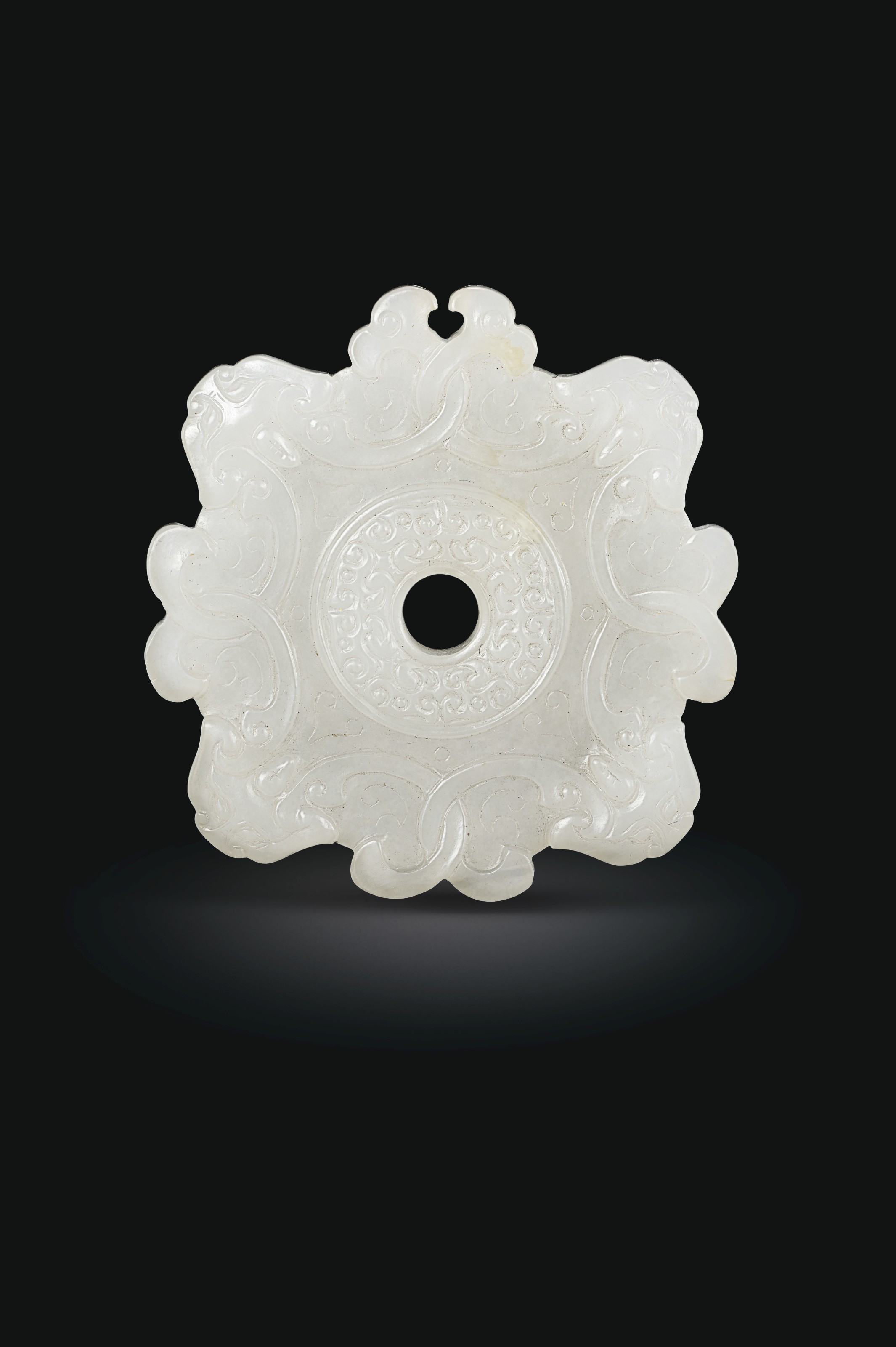 A LARGE WHITE JADE FIGURE OF A RECUMBENT STAG, 17TH-18TH CENTURY ...