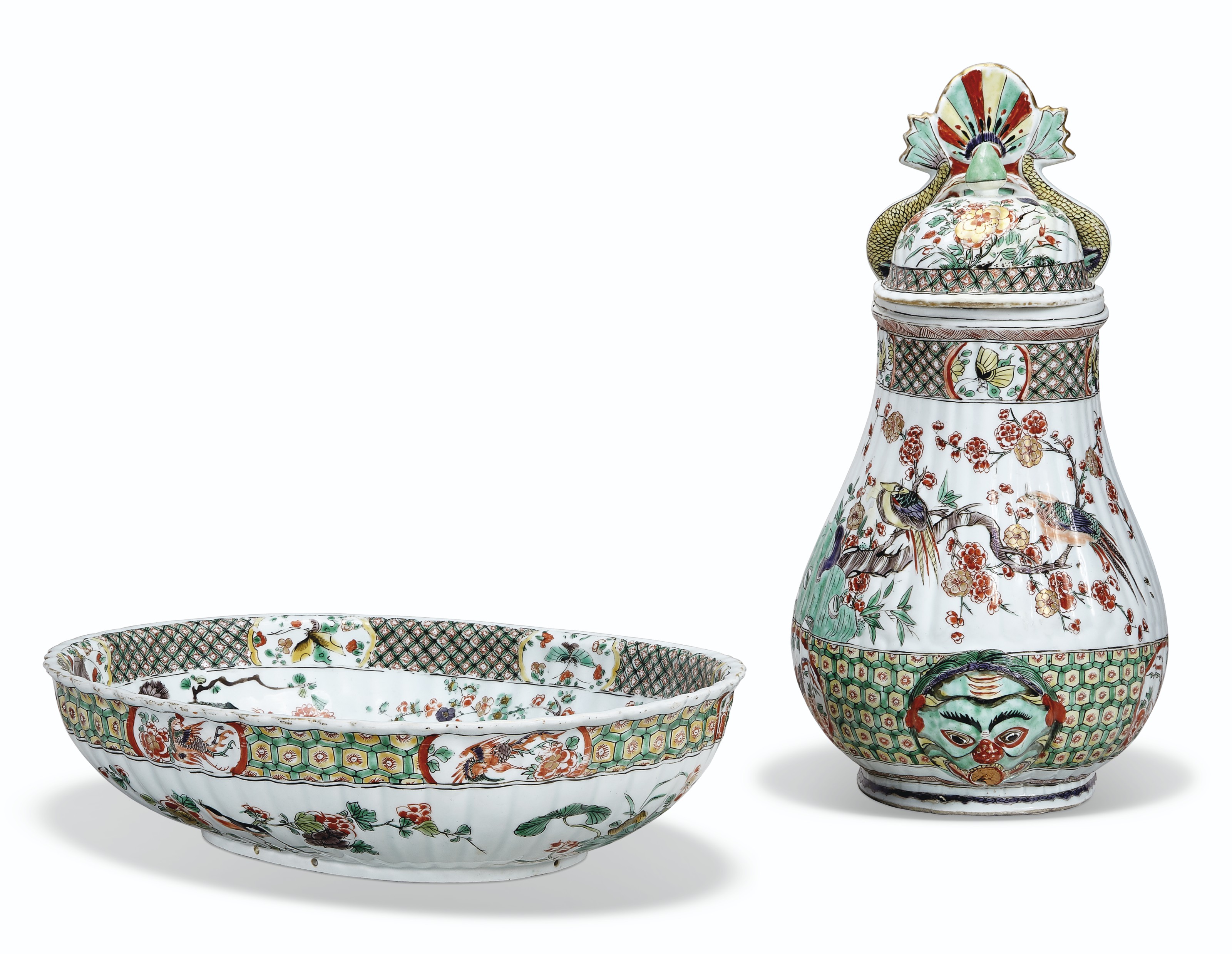 A FAMILLE VERTE WALL CISTERN, COVER AND BASIN, KANGXI PERIOD (1662-1722 ...