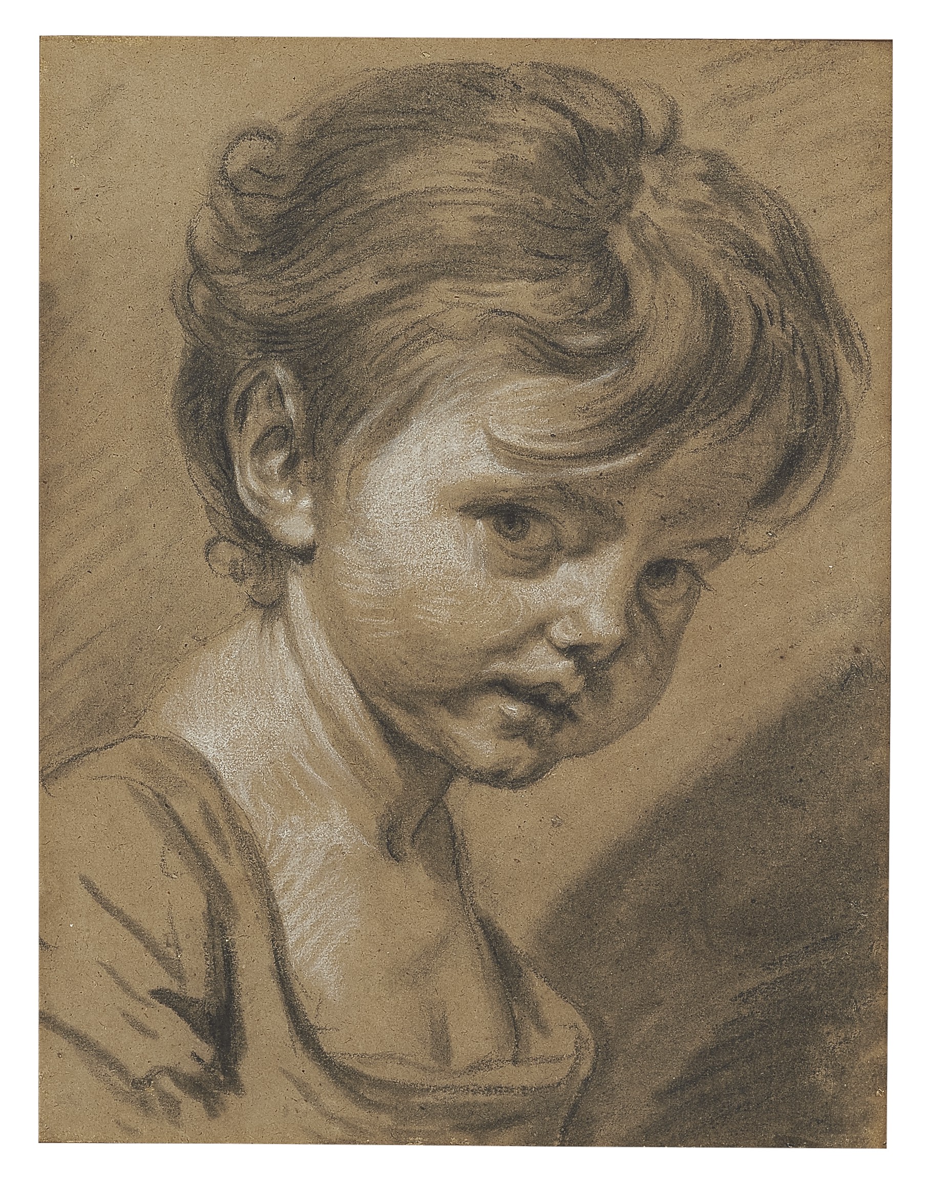 JEAN-BAPTISTE GREUZE (Tournus 1725-1805 Paris), Head of a young girl ...