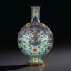 A RARE CLOISONNÉ AND CHAMPLEVÉ ENAMEL MOON FLASK, QIANLONG-JIAQING ...