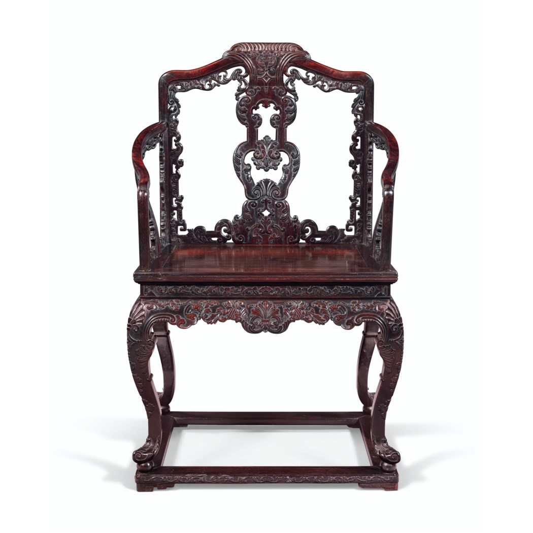 AN IMPORTANT IMPERIAL ZITAN ARMCHAIR, YONGZHENG-QIANLONG PERIOD (1723 ...