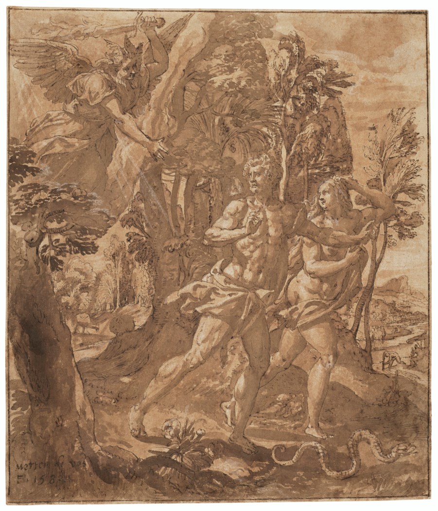 MAERTEN DE VOS (ANTWERP 1523-1603), Adam and Eve cast out of the Garden ...