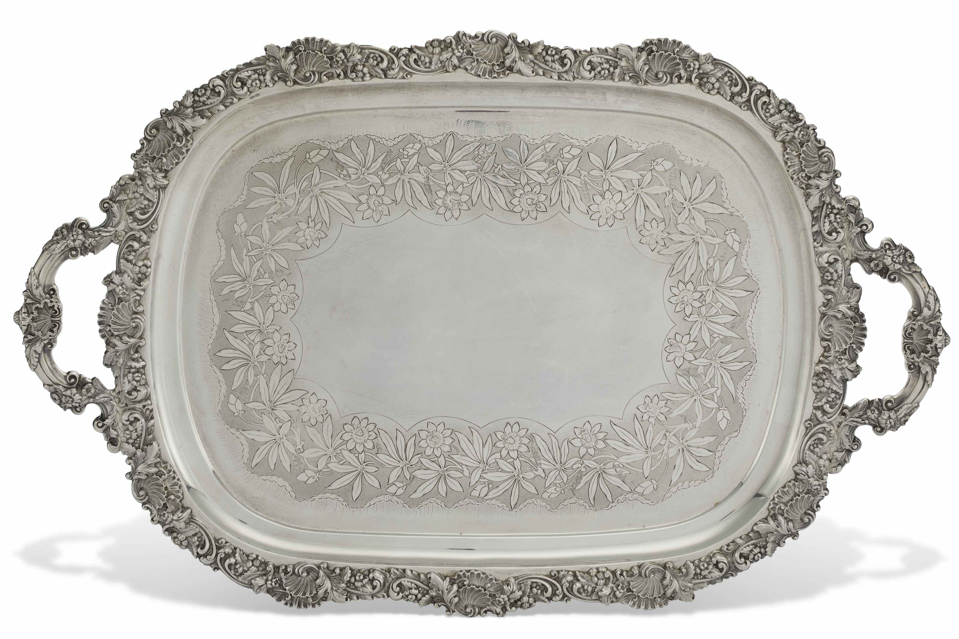 A GEORGE V SILVER TWO-HANDLED TRAY, MARK OF MAPPIN & WEBB, LONDON, 1911 ...