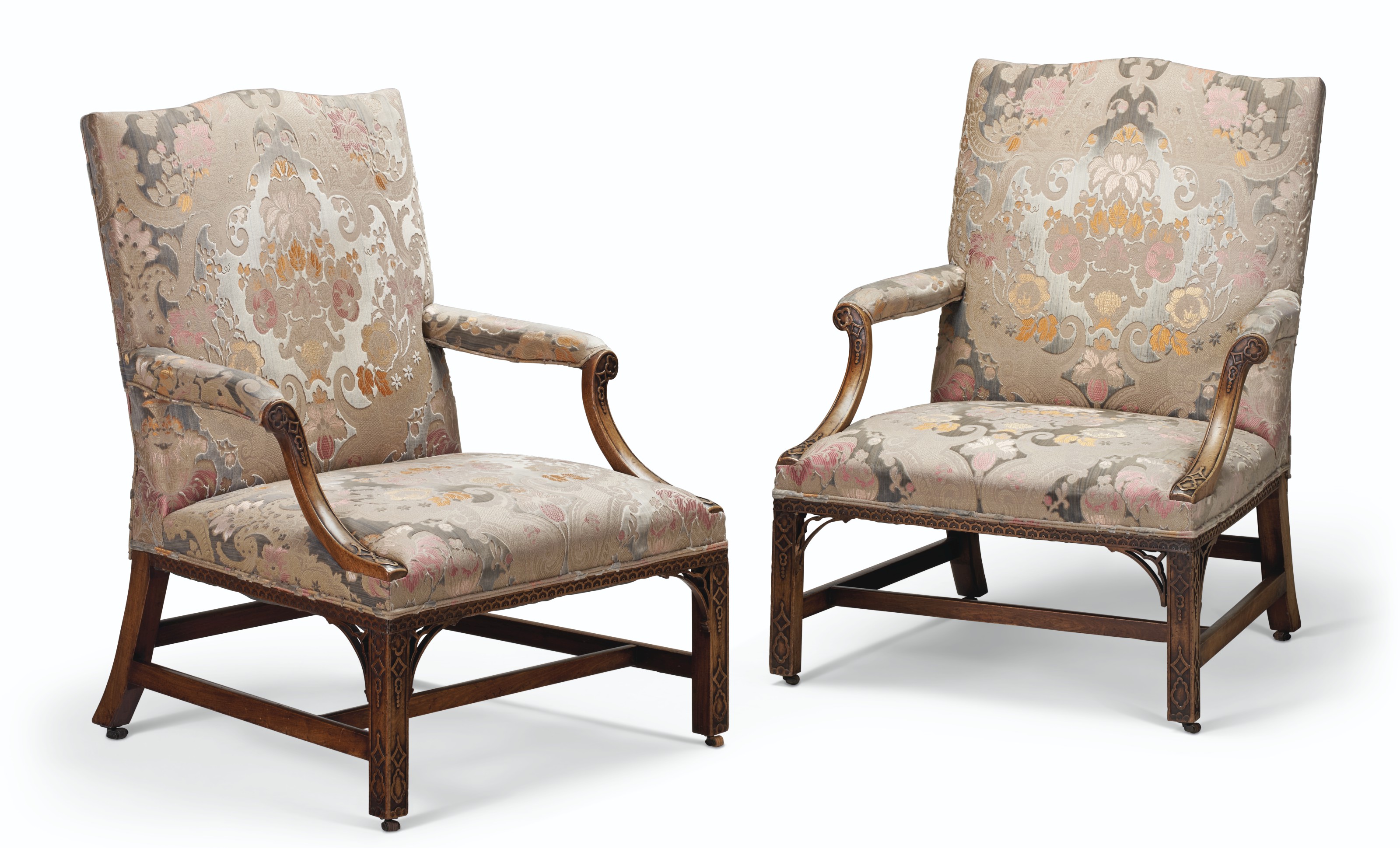 A PAIR OF EARLY GEORGE III MAHOGANY LIBRARY ARMCHAIRS, CIRCA 1765 ...