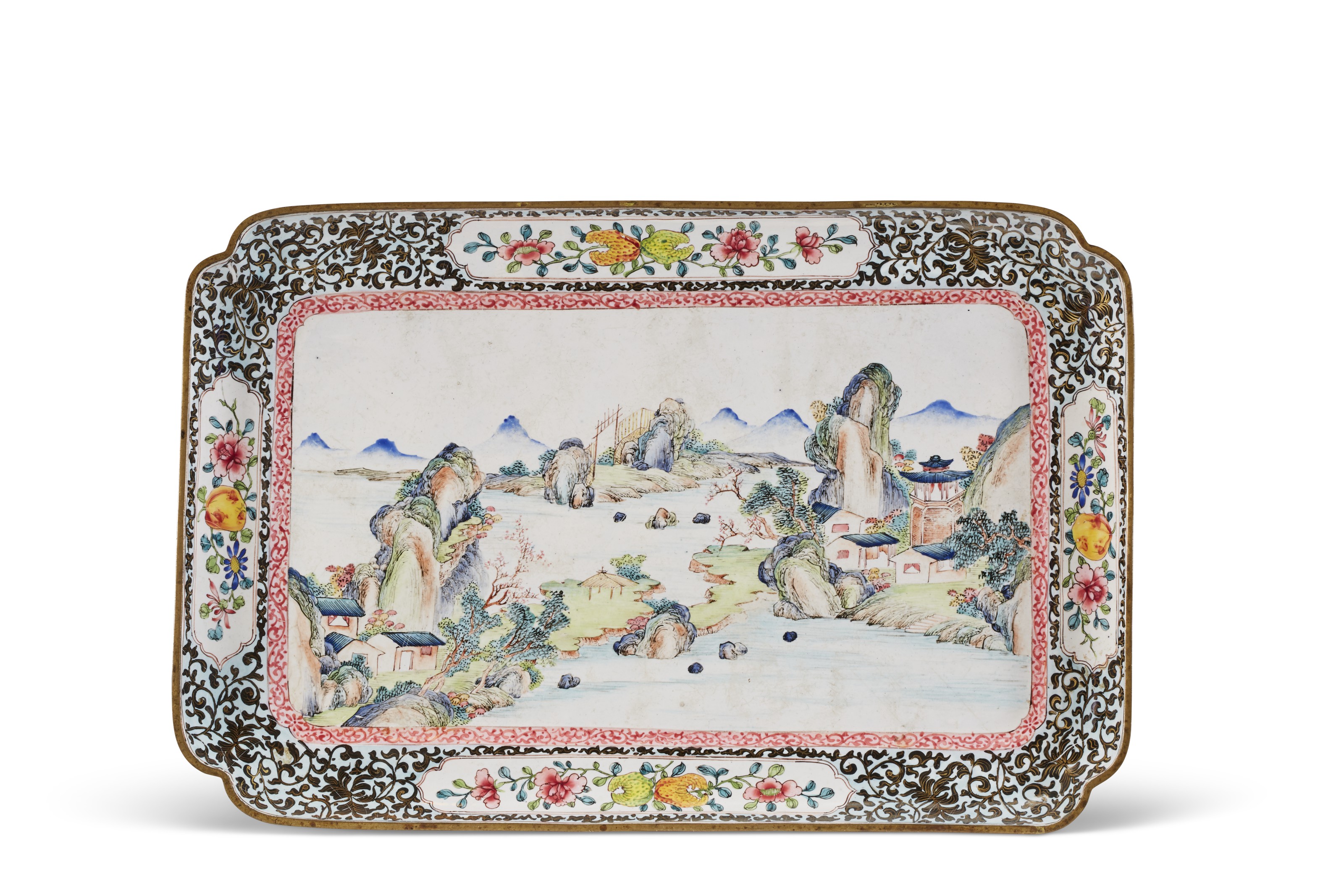 A CHINESE PAINTED ENAMEL RECTANGULAR TRAY, QING DYNASTY, 18TH CENURY ...