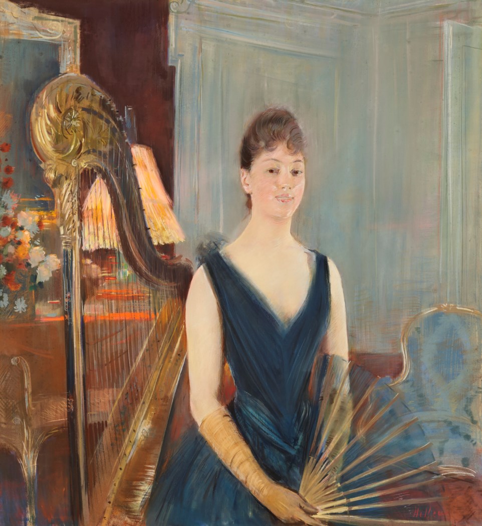 Paul-César Helleu (French, 1859-1927), Harpiste assise à l'éventail ...