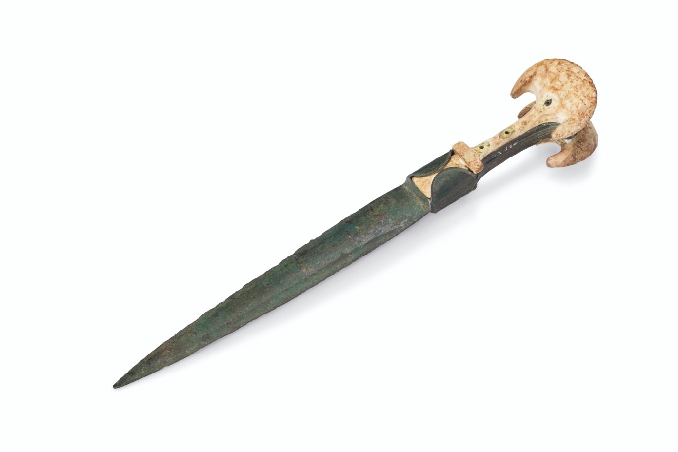 A LURISTAN BRONZE AND STONE DAGGER, CIRCA LATE 2ND-EARLY 1ST MILLENNIUM ...