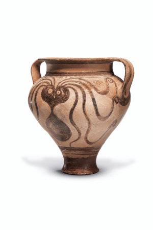 A MYCENAEAN POTTERY AMPHOROID KRATER, LATE HELLADIC IIIC, CIRCA 1200 ...